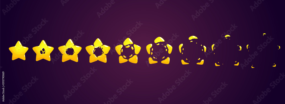 Cartoon golden star sprite animation. Vector golden twinkle explosion ...