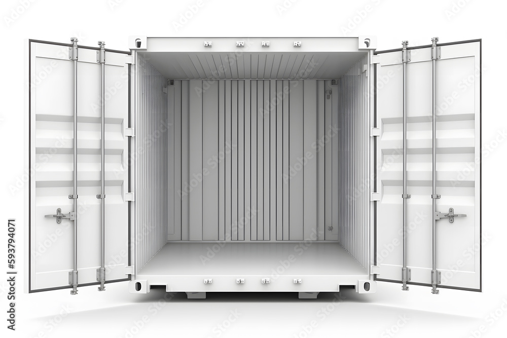 Container, open door, white background. Neural network AI generated art ...