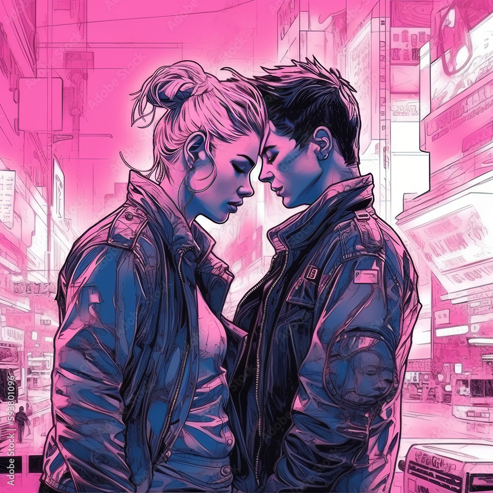Love In The City Of A Couple Anime Manga Style Generate Artificial Intelligence Ai