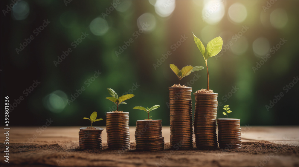 Growing Wealth: The Symbolism of a Small Tree Sprouting from a Stack of ...
