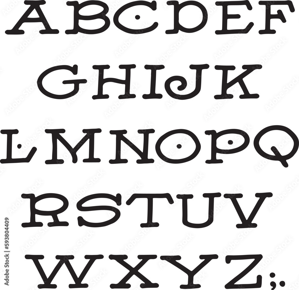 Upper Case Payzant Pen Alphabet alphabets - ABC letters Stock Vector ...