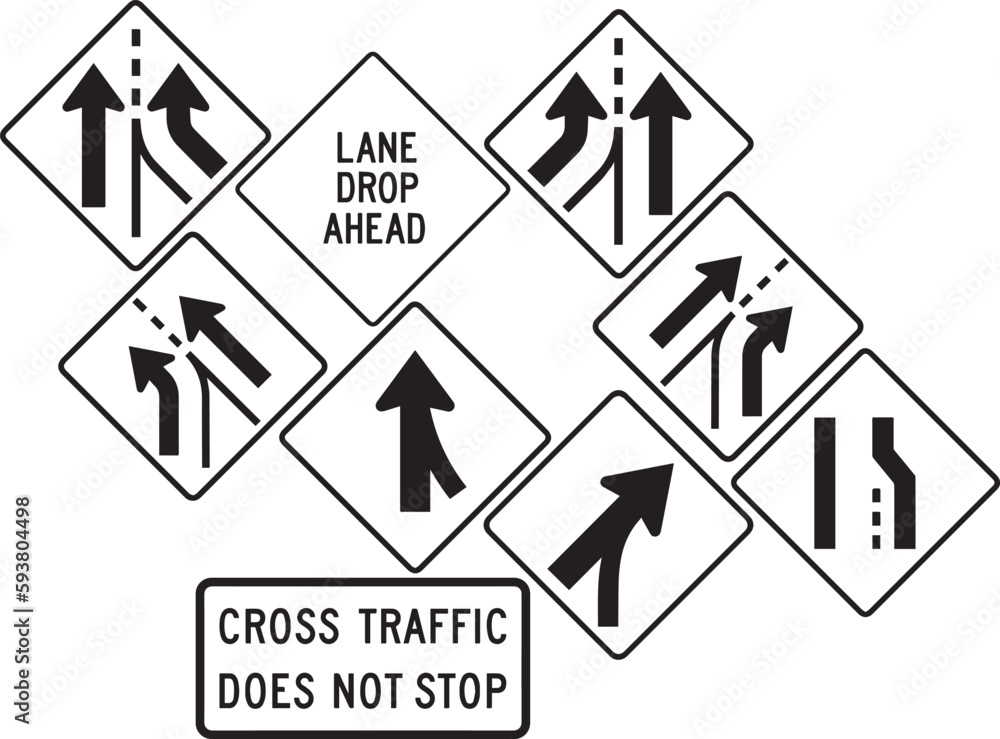 W4 series Lanes and merges Icon SVG -Vector Symbol Commercial ...