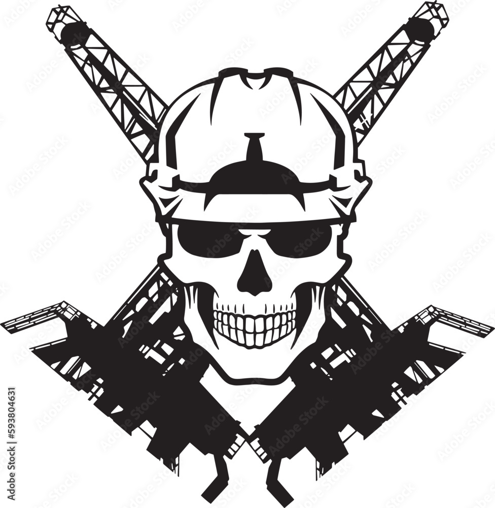 Oilfield Rigger Skull with Hard Hat Vector File,Roughneck Vector,Fracking Rigging Vector ...