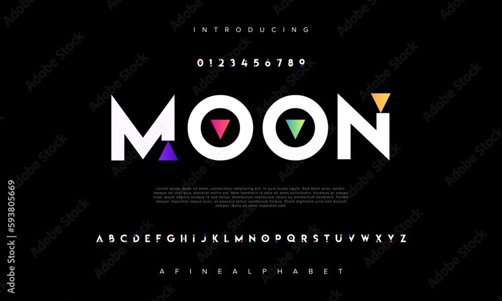 Vecteur Stock Moon abstract digital technology logo font alphabet ...