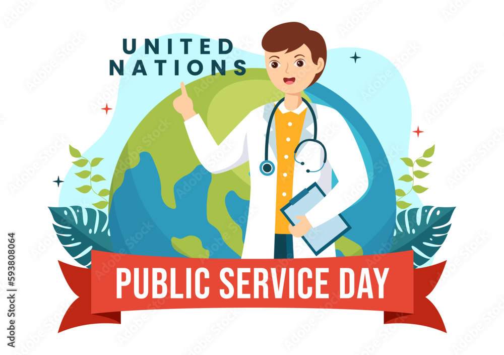 United Nations Public Service Day Vector Illustration on June 23 with ...