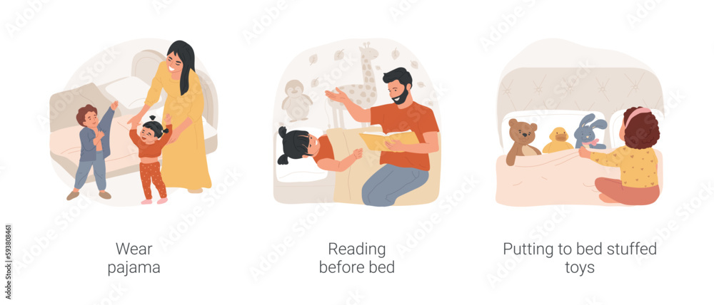 Kids In Pajamas Reading Clipart