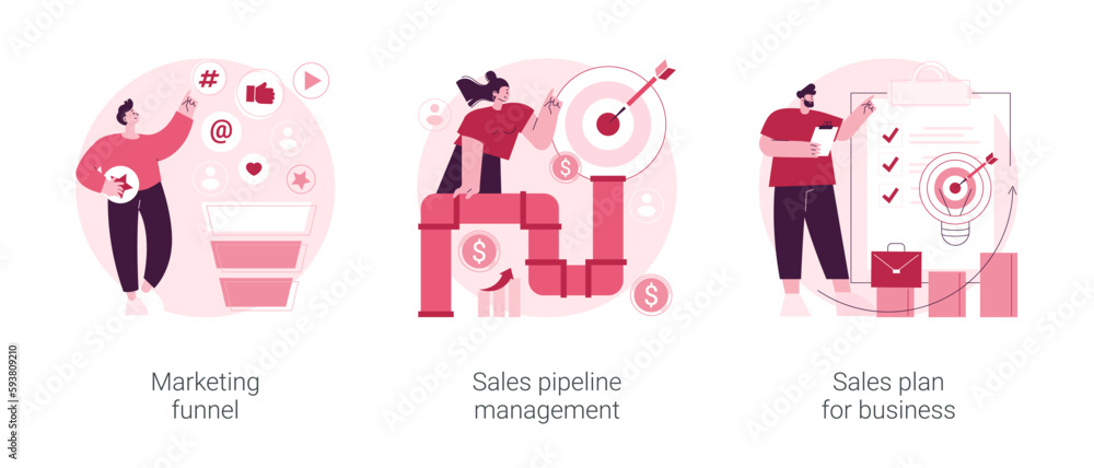 Business strategy abstract concept vector illustration set. Marketing ...