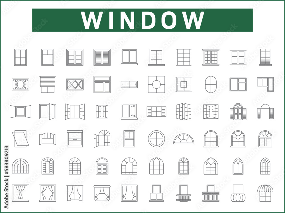 Simple Set of window Related Vector Line Icons. Vector collection of ...