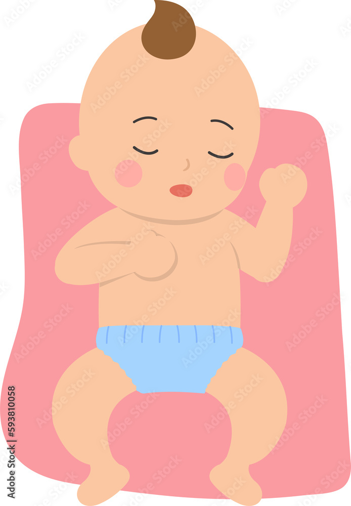 Sleeping cute baby with blanket, warm and safe, vector character ...