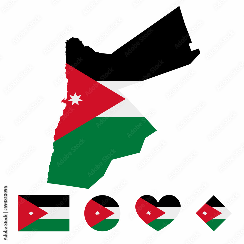 Vector of Jordan map flag with flag set isolated on white background ...