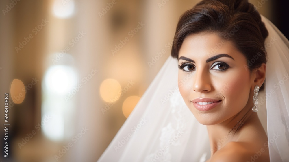 Fictional person, closeup illustration of wedding photo of Hispanic or ...