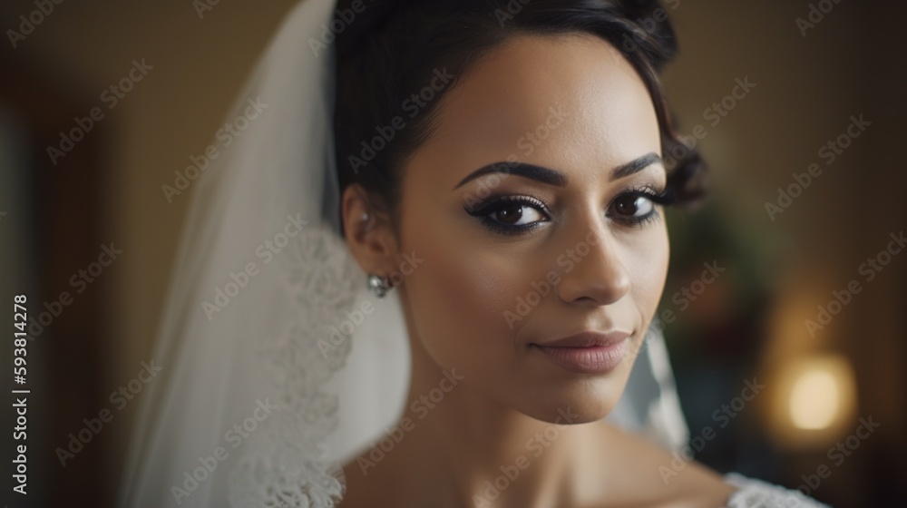 Fictional person, closeup illustration of wedding photo of Black ...