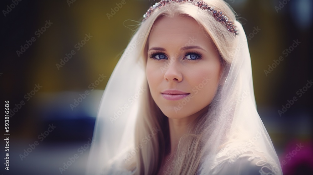 Fictional person, closeup illustration of wedding photo of Norwegian ...