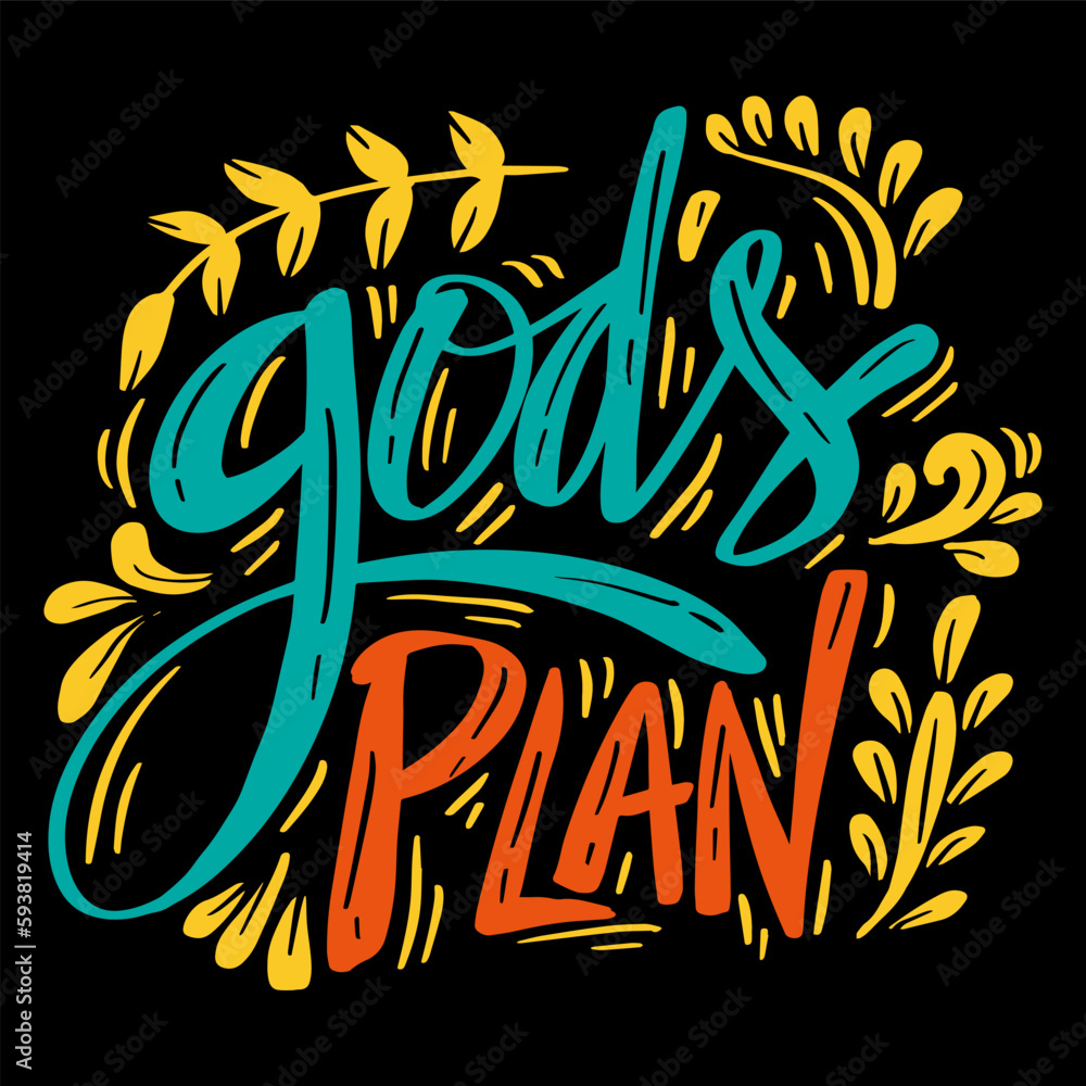 Gods plan, hand lettering. Poster quotes. Stock Vector | Adobe Stock