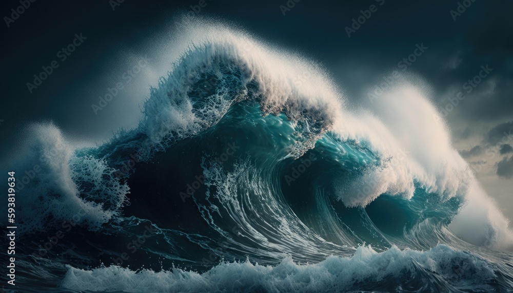 Huge ocean wave during giant storm. Sea water background in rough ...