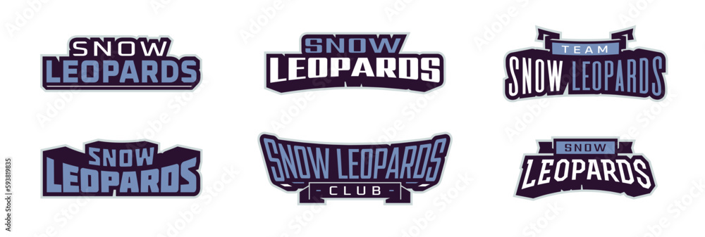 A set of bold fonts for snow leopard mascot logo. Collection of text ...