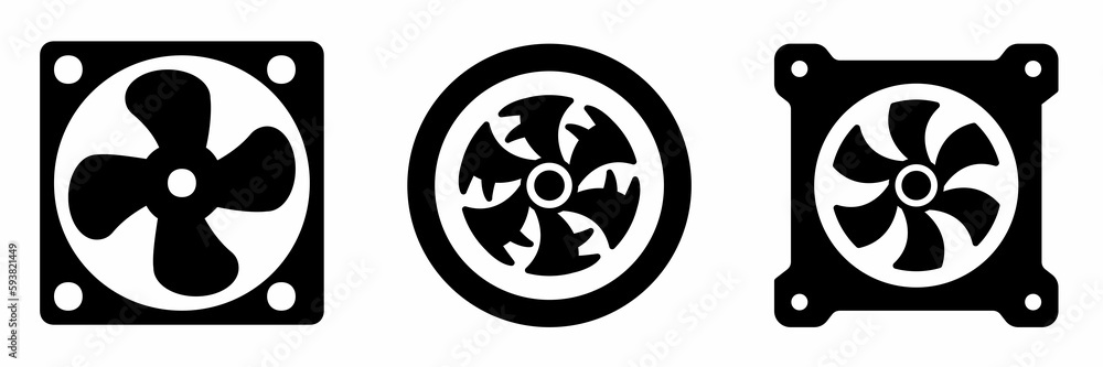 Computer fan icon illustration on white background. Computer fan icon ...