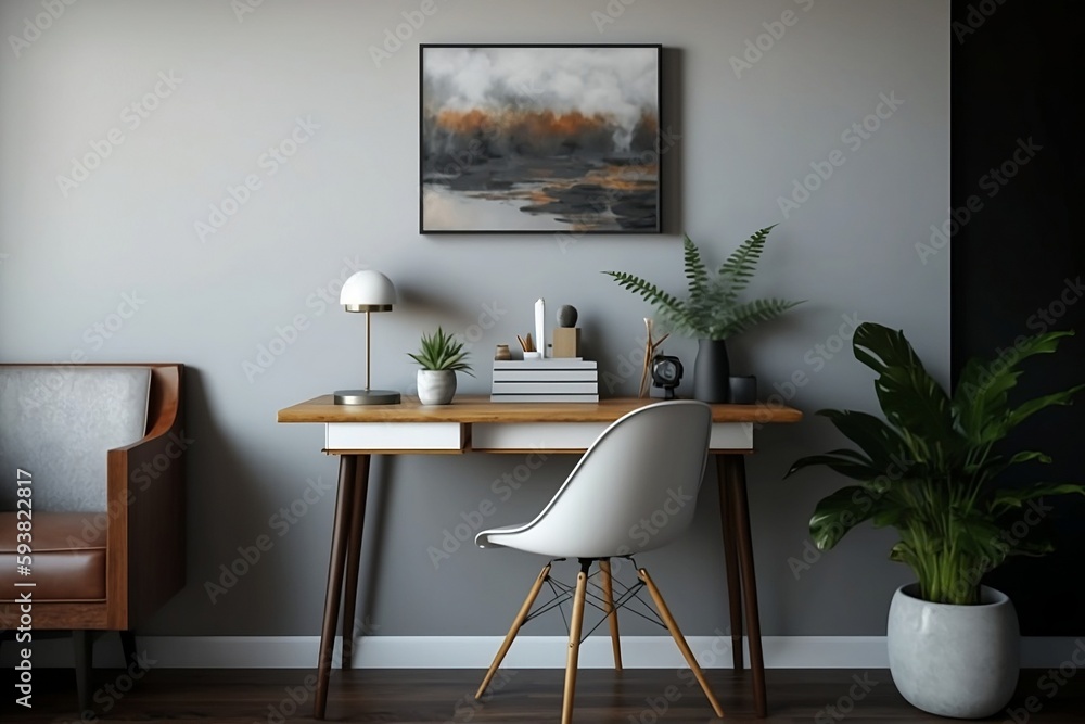 Imaginary Home office table with decor in 8k for your ideas Stock ...