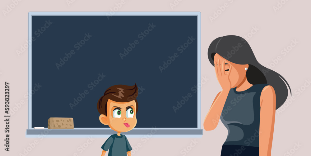Rude Student Stressing his Teacher during Class Time Vector ...
