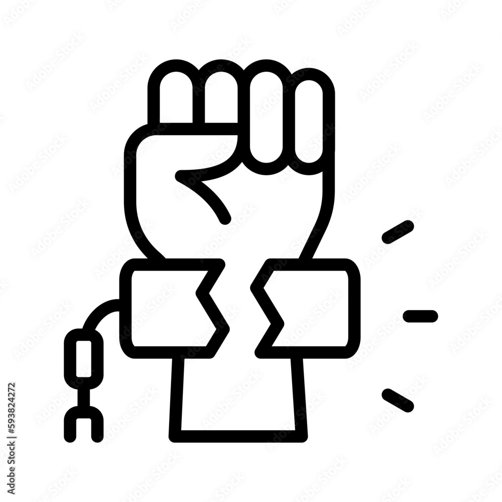 Freedom outline icon for law, jail, legal, human rights, hands and ...