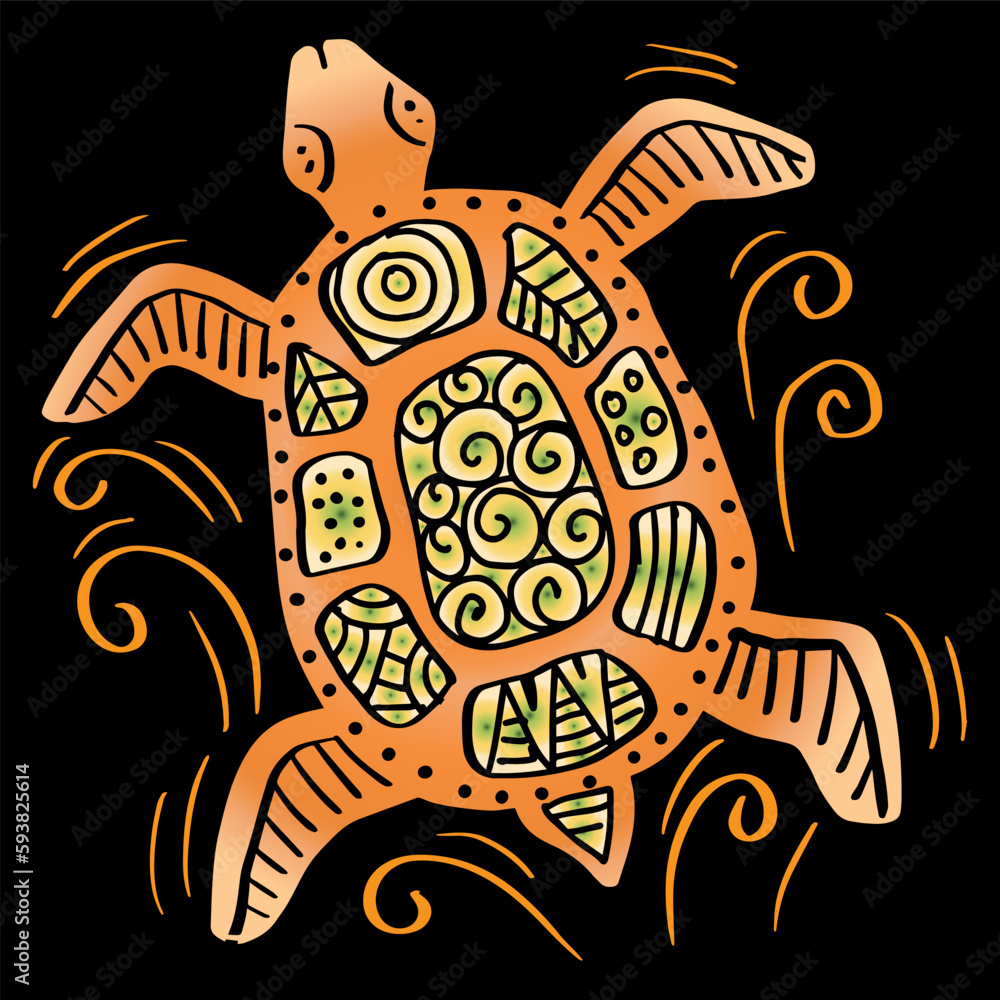 Hand drawn doodle cute turtle Stock Vector | Adobe Stock