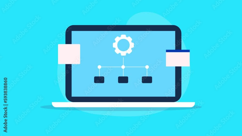 Online business structured data on virtual screen, digital hierarchy ...