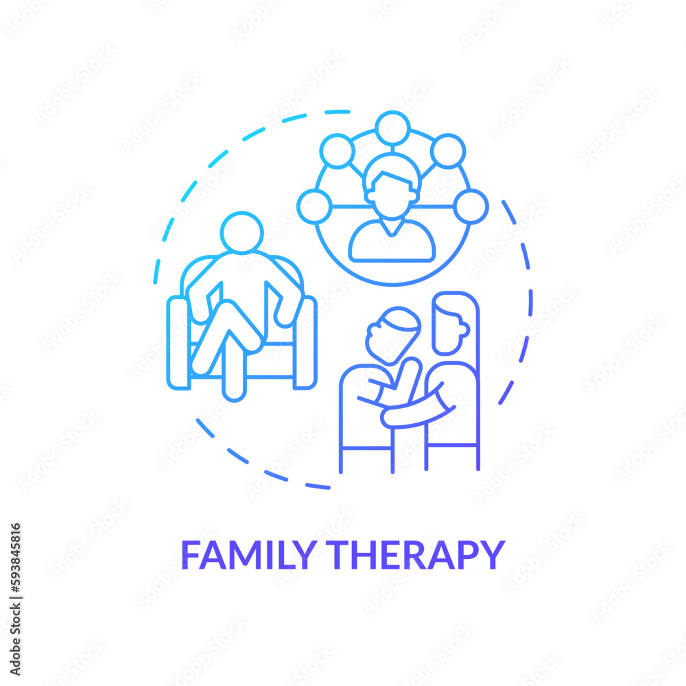 Family therapy blue gradient concept icon. Counseling and psychotherapy ...