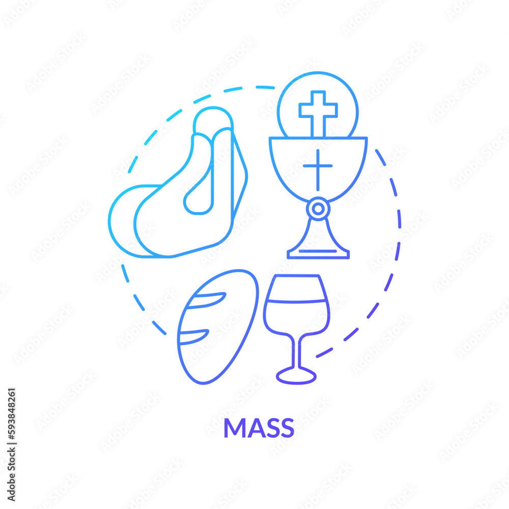 Mass blue gradient concept icon. Sacramental ritual in church. Holy ...