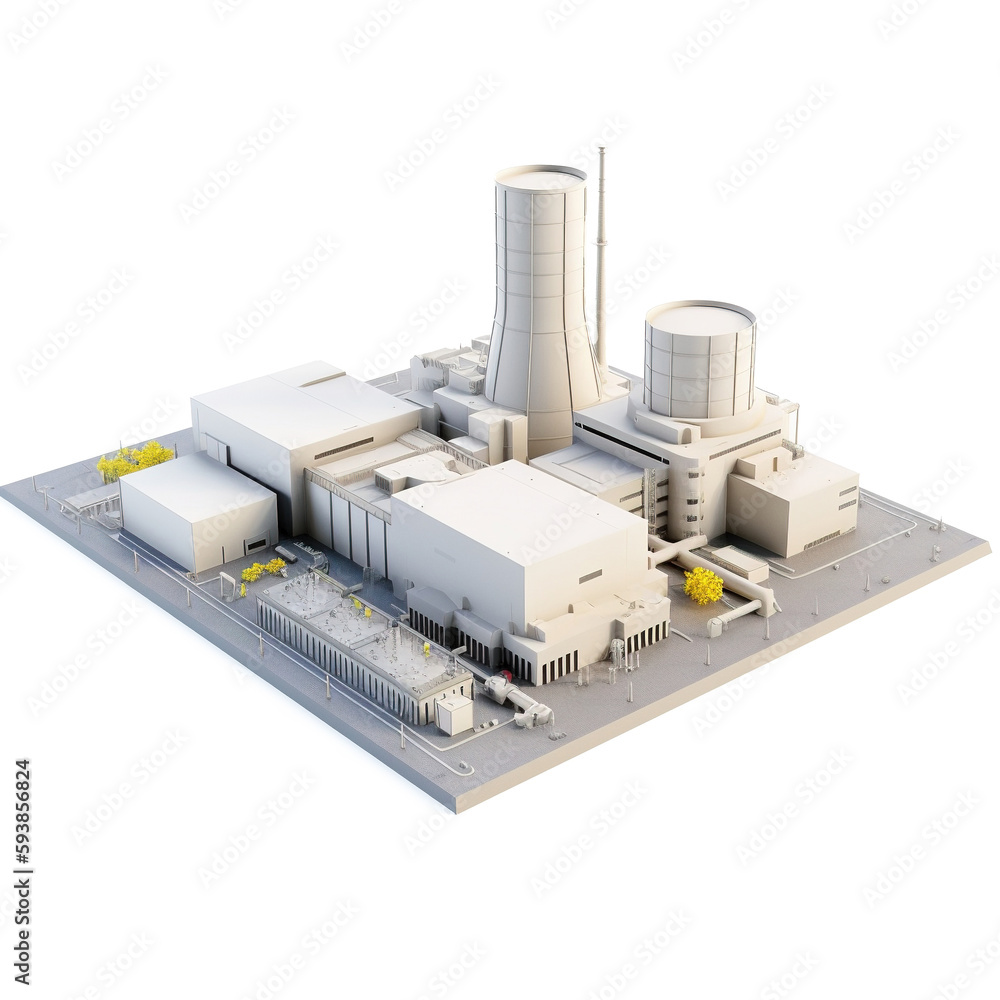 Power plant, cartoon isometric diorama isolated on white background. Ai ...