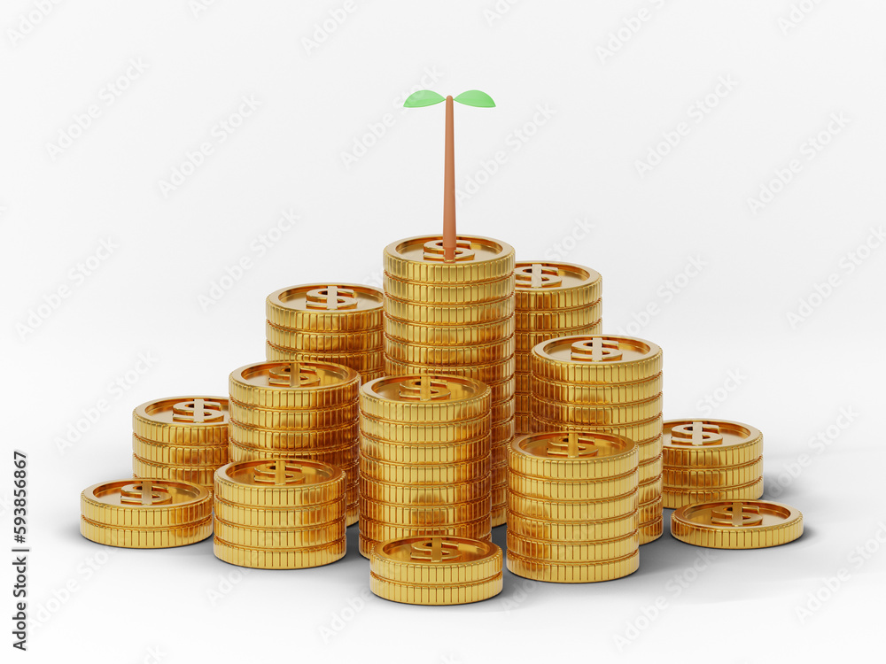 Little tree on the 3d coins, Gold coins tree, Artificial Gold Coin ...