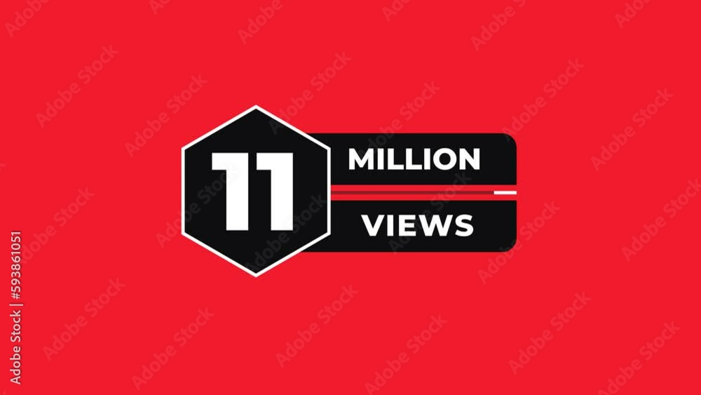 11 Million views counter icon animation. Luma matte with transparent ...