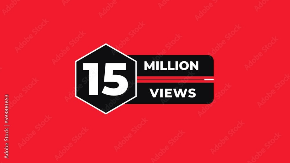 15 Million views counter icon animation. Luma matte with transparent ...