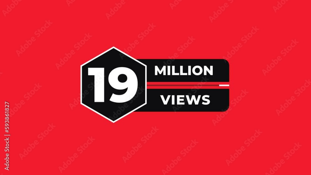 19 Million views counter icon animation. Luma matte with transparent ...
