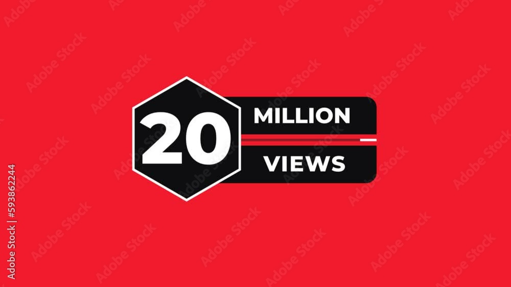 20 Million views counter icon animation. Luma matte with transparent ...