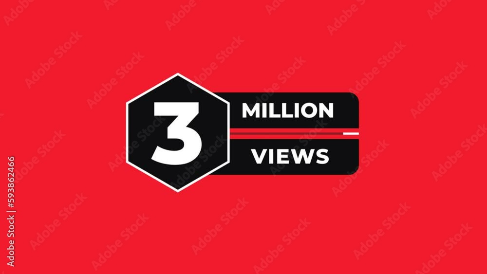 3 Million views counter icon animation. Luma matte with transparent ...