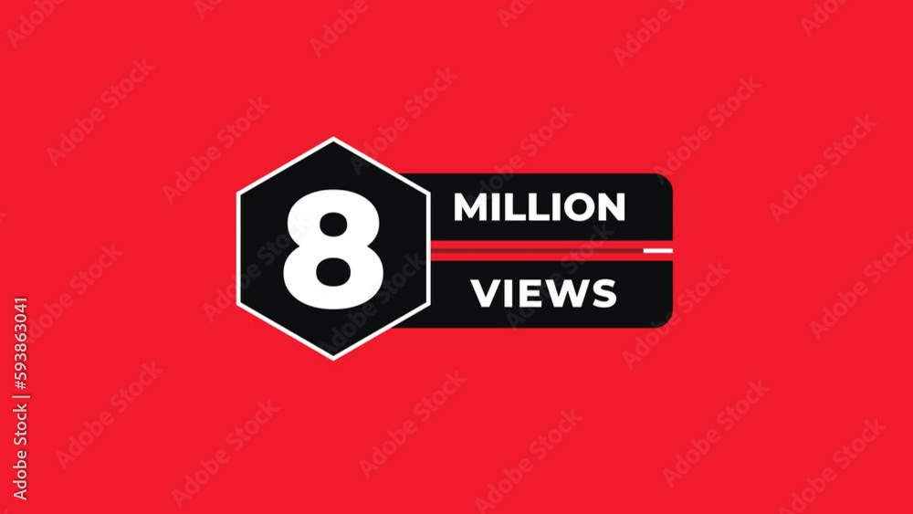 8 Million views counter icon animation. Luma matte with transparent ...