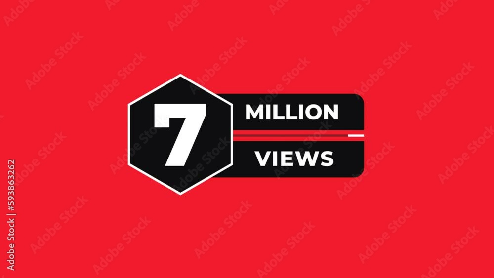 7 Million views counter icon animation. Luma matte with transparent ...