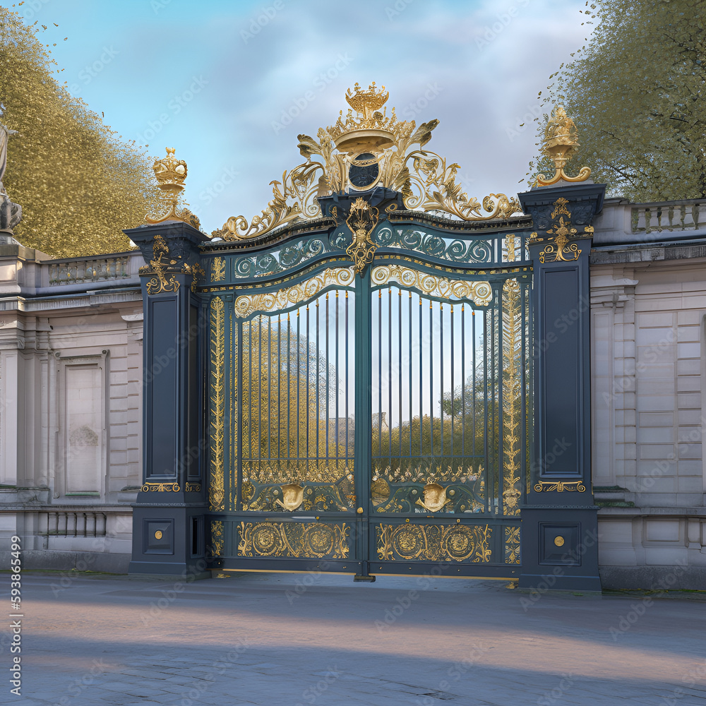ultra realistic view of the élysée palace entrace gate in Paris, white ...