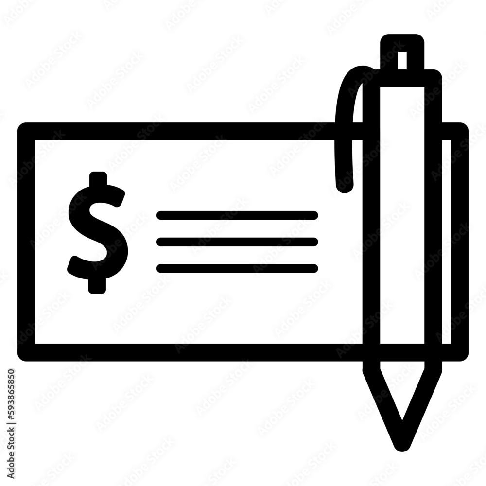 The Money Check icon represents a financial instrument for payment or ...