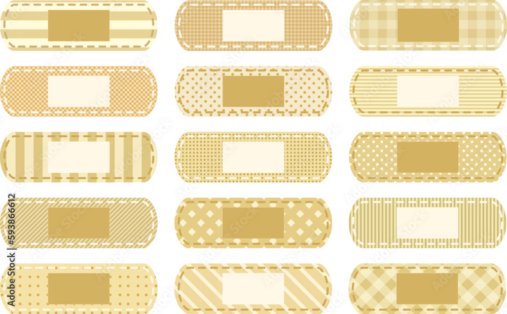 Adhesive plaster vector illustrations set. Band aid, patches and ...