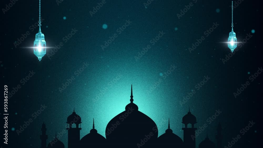 Vidéo Stock Animated mosque at night for background moslem greeting as ...