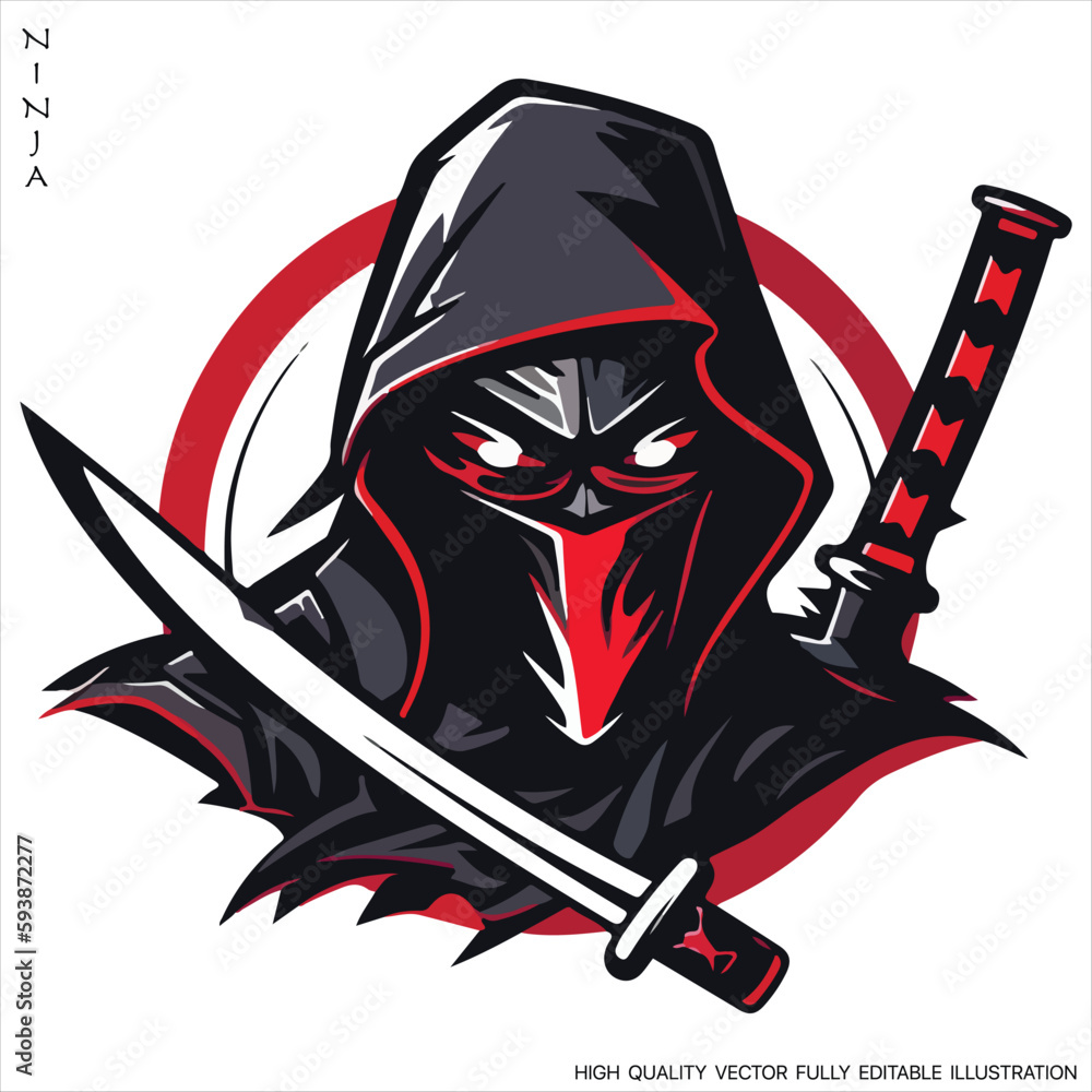 Ninja mascot logo vector template, Creative Ninja emblem design ...