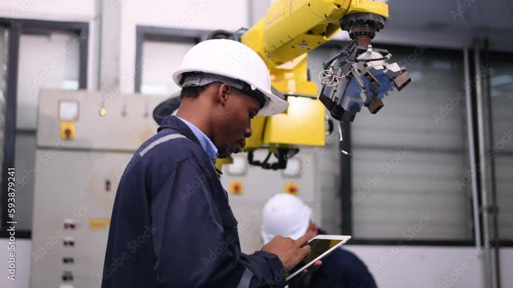 Vídeo do Stock: Engineer factory industry wearing safety uniform work ...