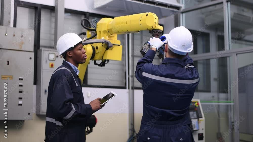 Engineer factory industry wearing safety uniform work and checking ...