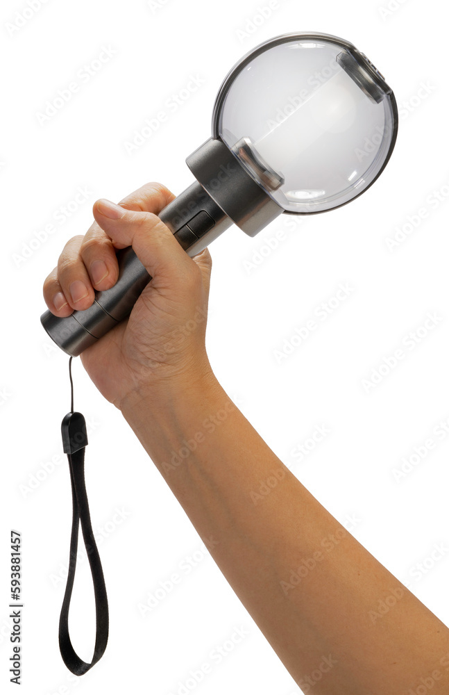 Hand Holding K pop light stick on white background, Hand Holding light ...