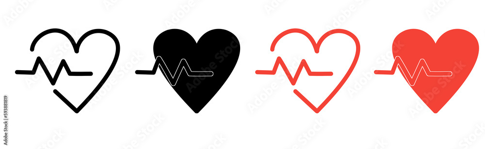 Heartbeat pulse rate icon on transparent background useful for designer ...