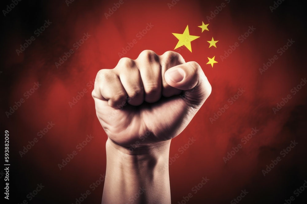 Hand china flag. Generate Ai Stock Illustration | Adobe Stock