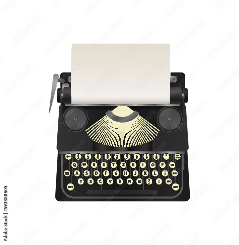 Realistic Typewriter Illustration Stock Vector | Adobe Stock