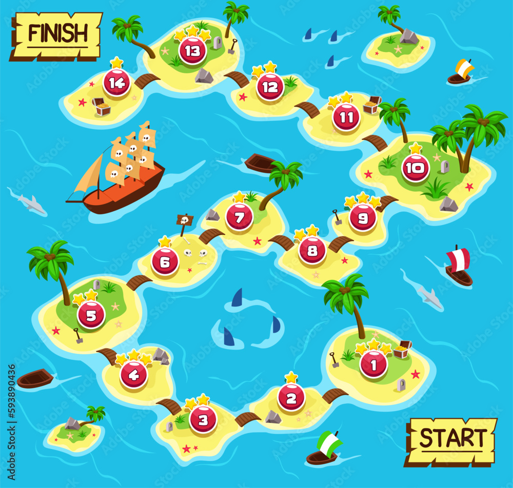 Game map stage for choosing levels and already played scenes. It can be ...