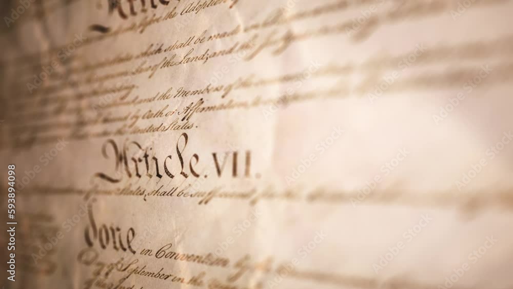 Fourth Of July Old Declaration Close Up/ 4k animation of a vintage ...